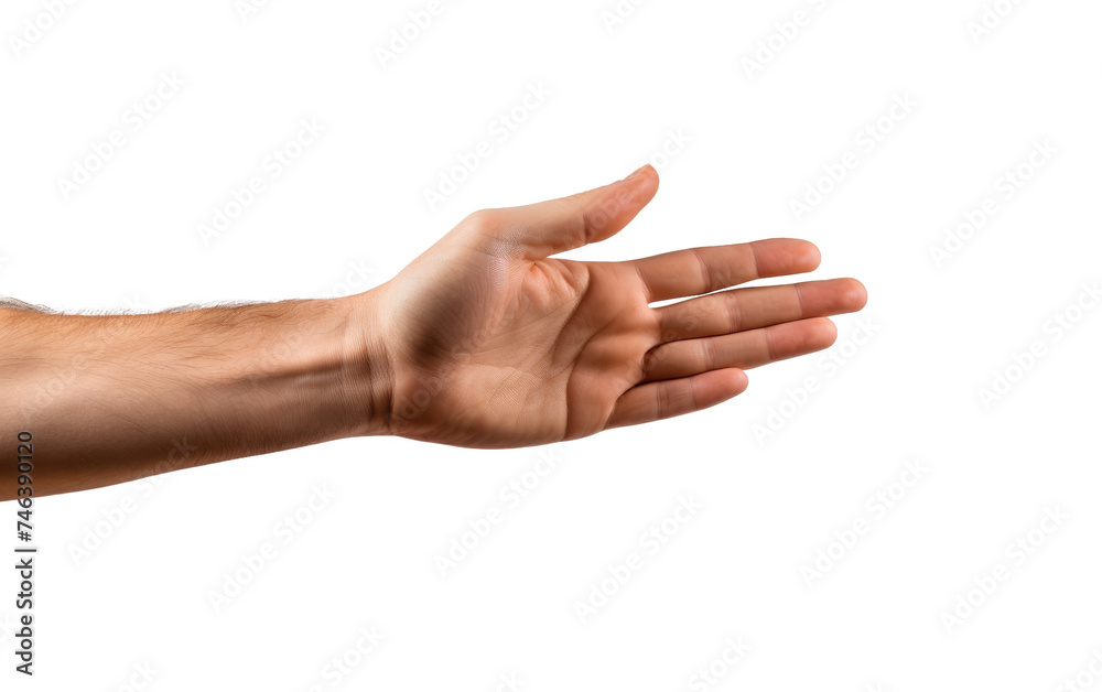 An individual arm reaches out with their hand extended displaying ...
