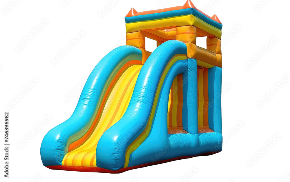 Inflatable Water Slide. A vibrant inflatable water slide featuring a ...
