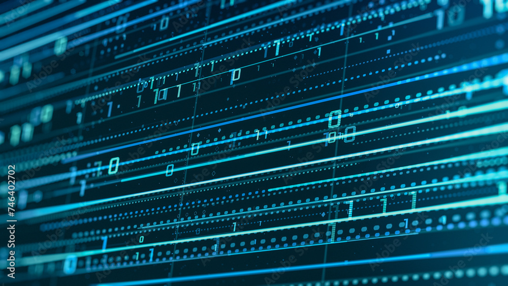 Digital data flow, data science concept, machine learning, big data, high speed global ...