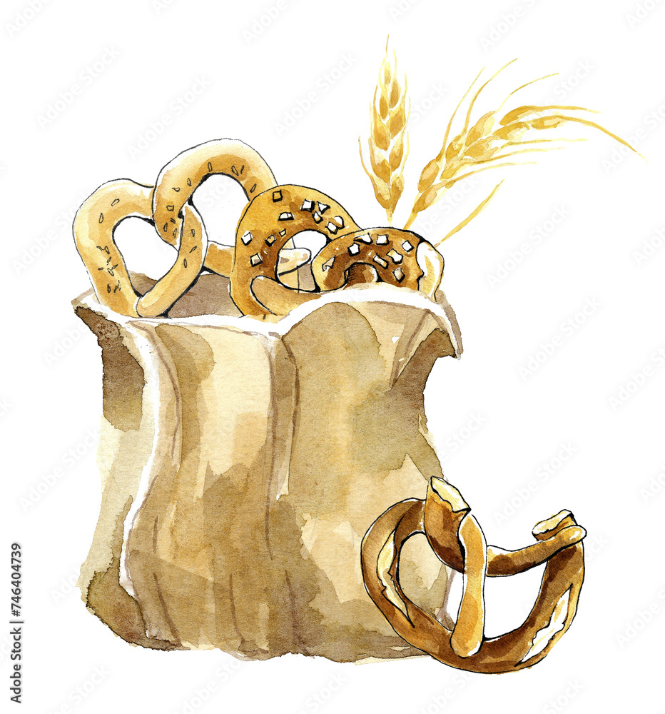 Fresh baked goods at the grocery store. Fresh delicious wheat ear ...