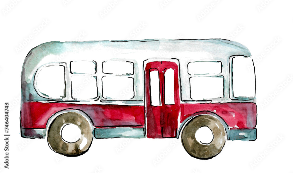 Retro bus for the city. A white, streamlined bus with rounded windows ...