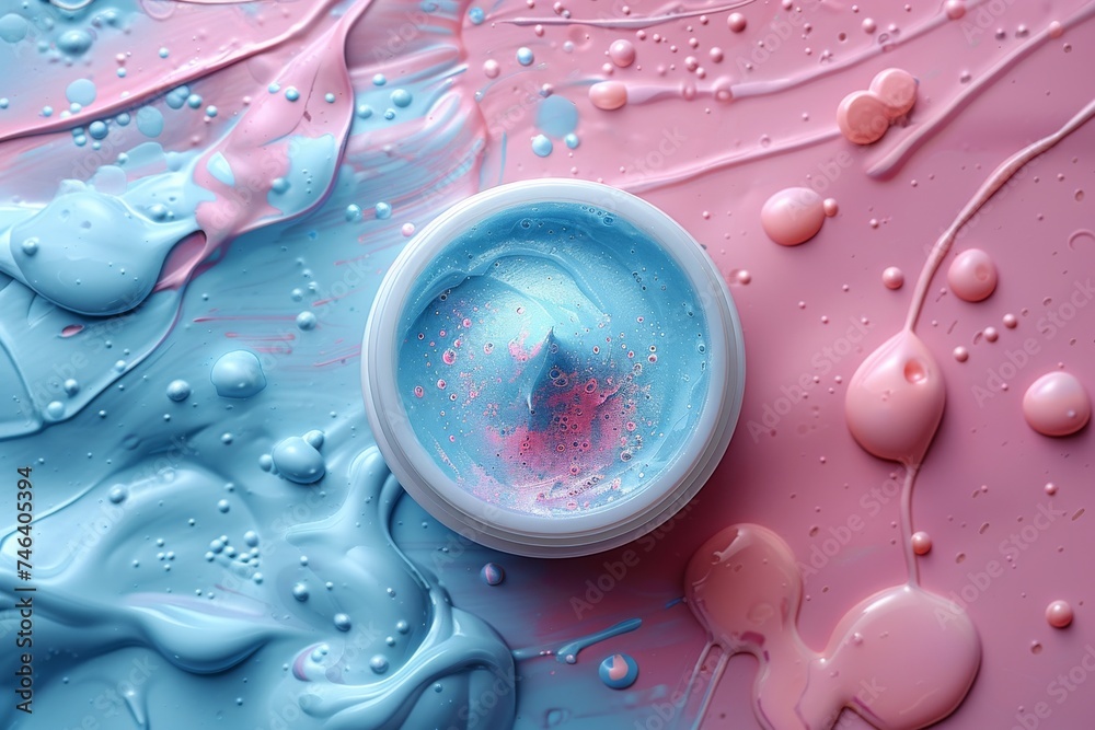 Facial adult skin care cream. Skincare treatment products: jojoba oil ...