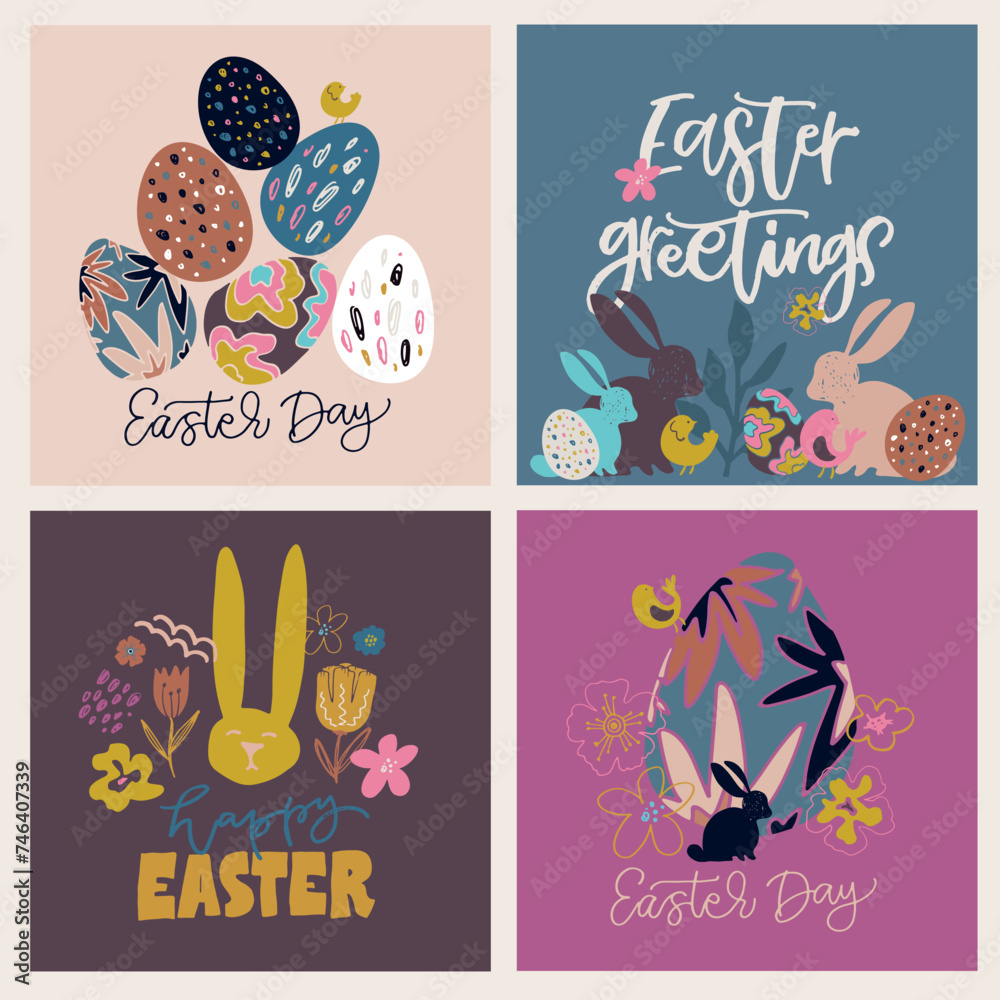 Happy Easter! Lettering about Easter for flyer and print design. Vector ...