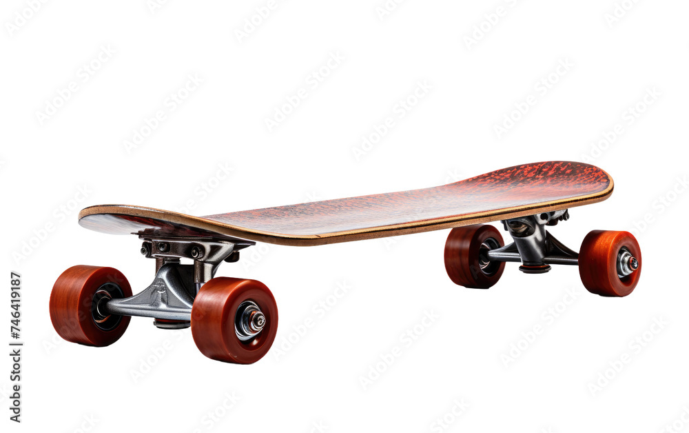 Skateboard With Wheels. The skateboard features a deck, trucks, and ...