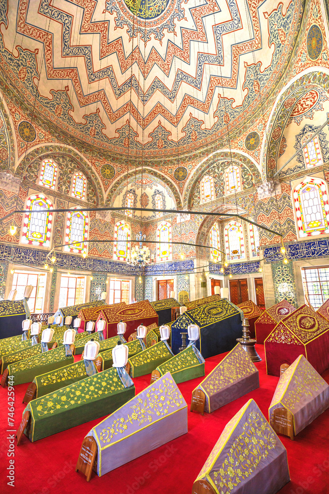 Istanbul, Turkey - Aug 1, 2023: graveyard tombs inside Hagia Sophia ...
