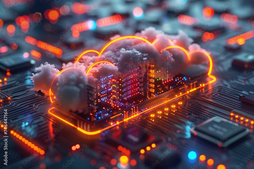 Seamless Cloud Integration Connecting Computer To Server For Online Storage Utilizing Cloud