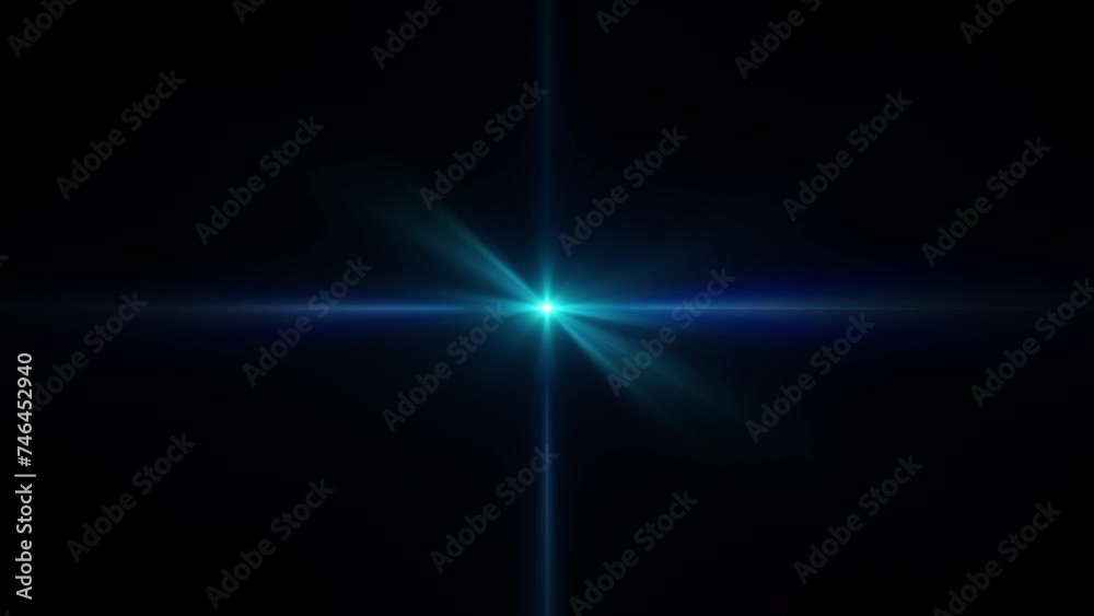Abstract loop center glow blue star optical shine light lens flares ...