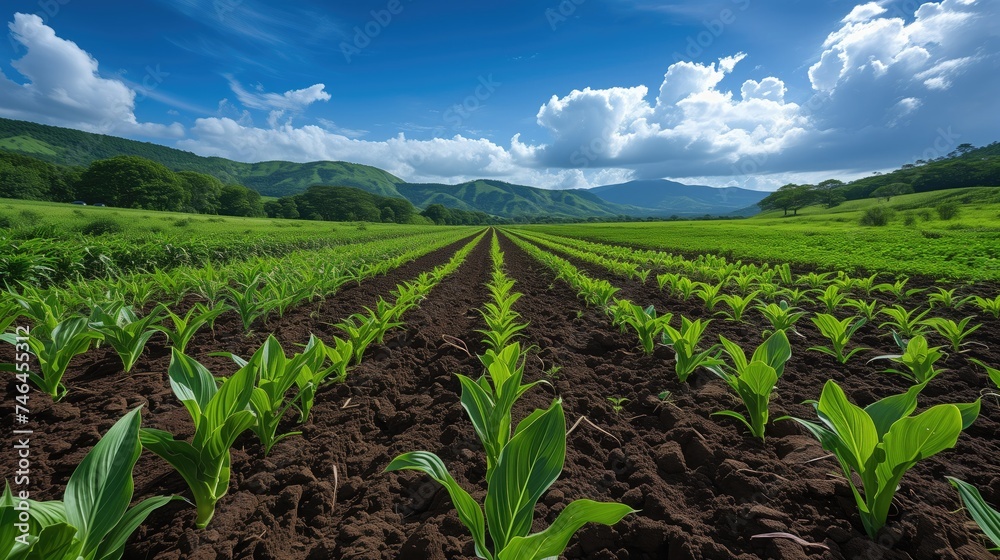Bioenergy Plantation: An expansive field of crops, such as corn or ...