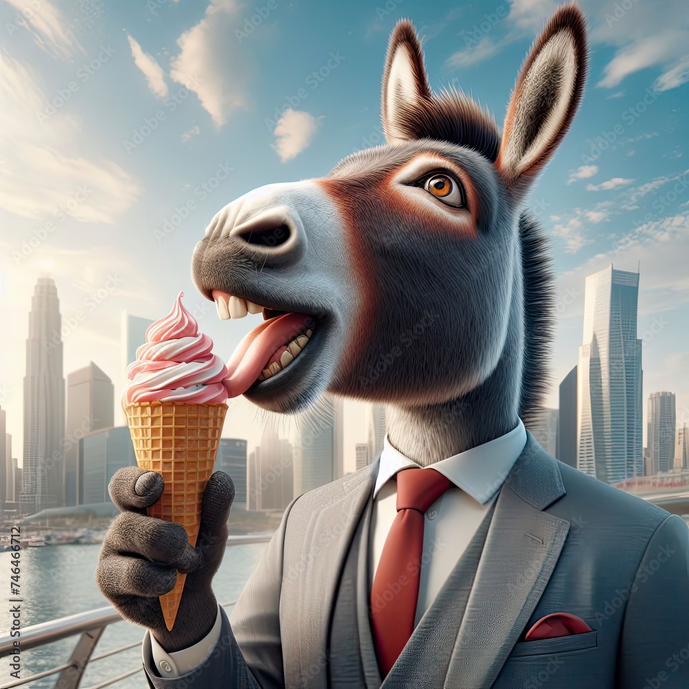 Donkey Boss manager Cheering in office formals suit corporate employee ...