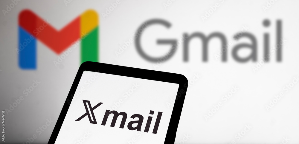 Dhaka, Bangladesh- 10 March 2024: Xmail logo is displayed on smartphone ...