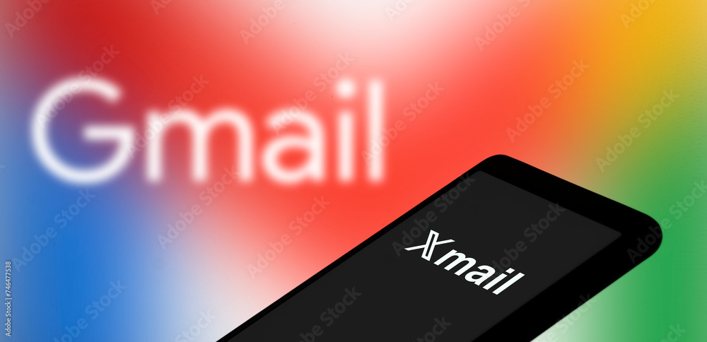 Dhaka, Bangladesh- 10 March 2024: Xmail logo is displayed on smartphone ...