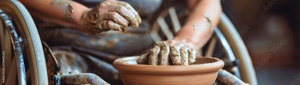 Wheelchair accessible pottery studio hands and clay artistic expression ...