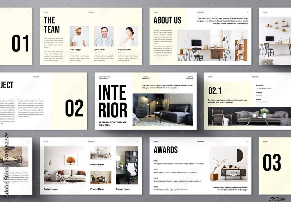 Interior Design Presentation Layout Stock Template | Adobe Stock