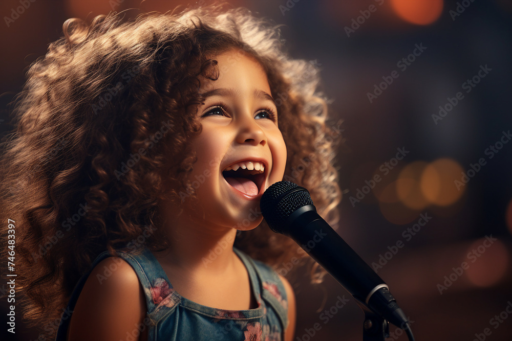 Generative AI picture kids on stage concept ready for performance ...