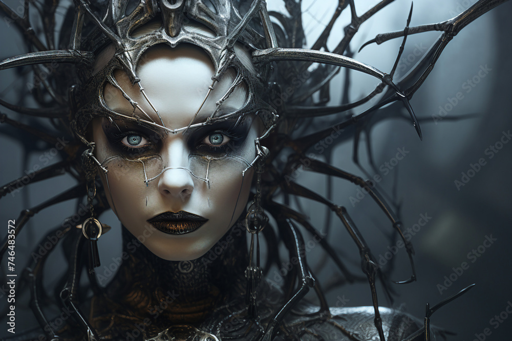 Generative AI image of fantasy animal female monster amphibian in dark ...