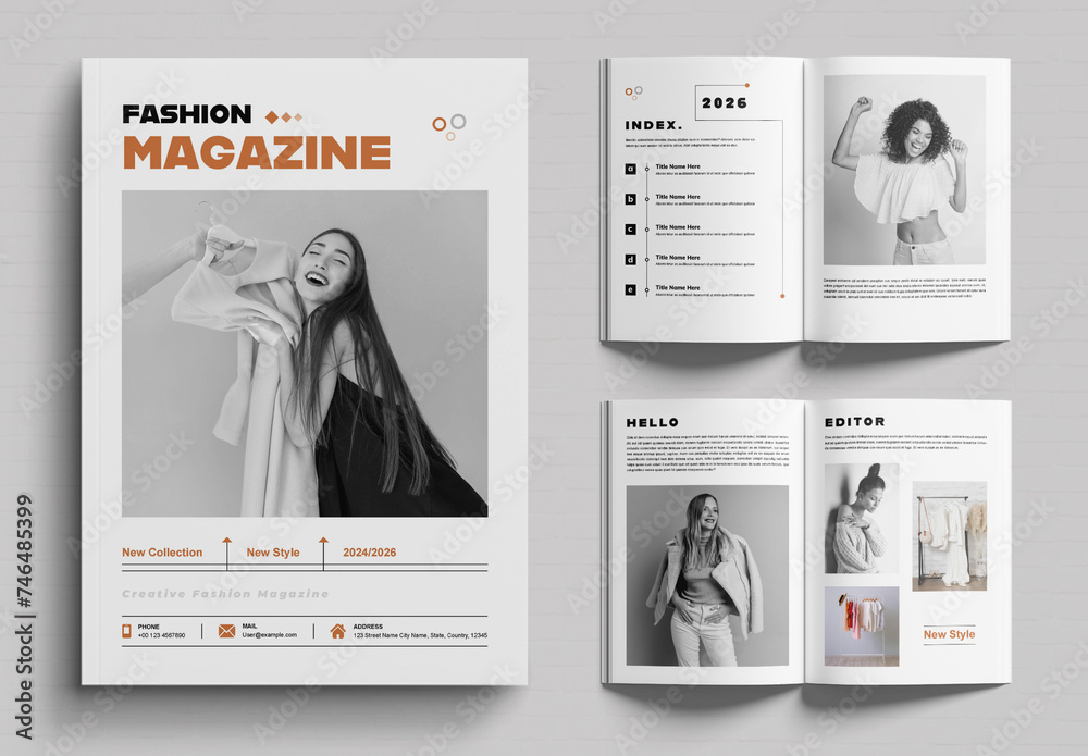 Fashion Magazine Template Layout Stock Template | Adobe Stock
