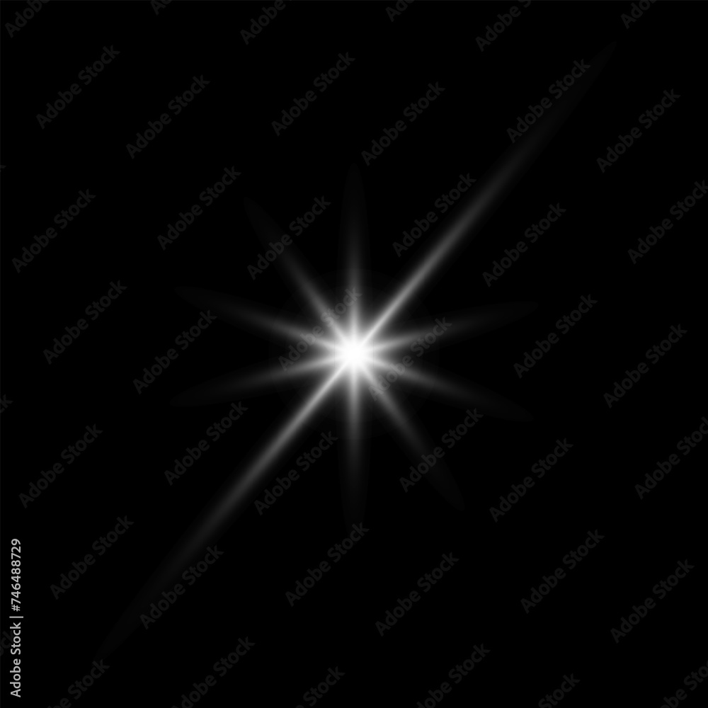 Glare star on black. Light flashes. Vector transparent elements with glow effect. Stock Vector ...