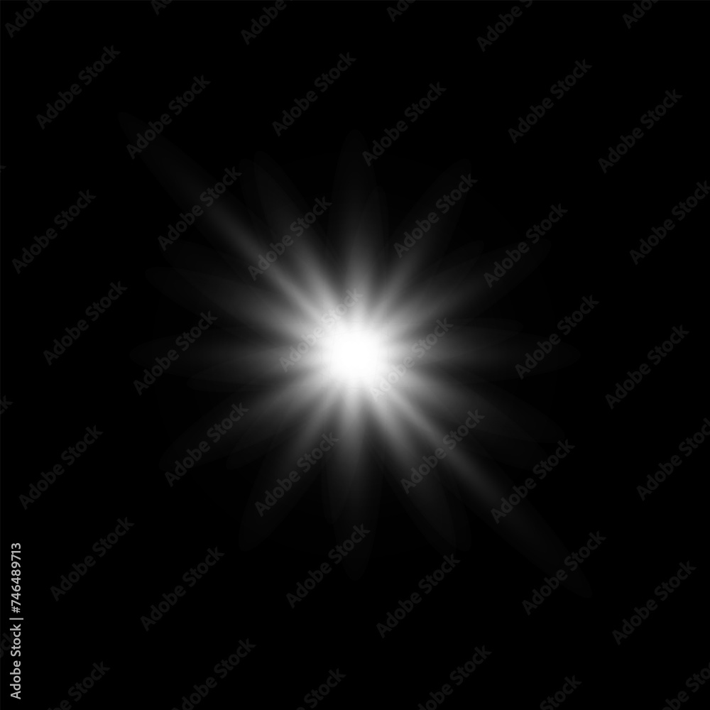 Glare star on black. Light flashes. Vector transparent elements with glow effect. Stock Vector ...