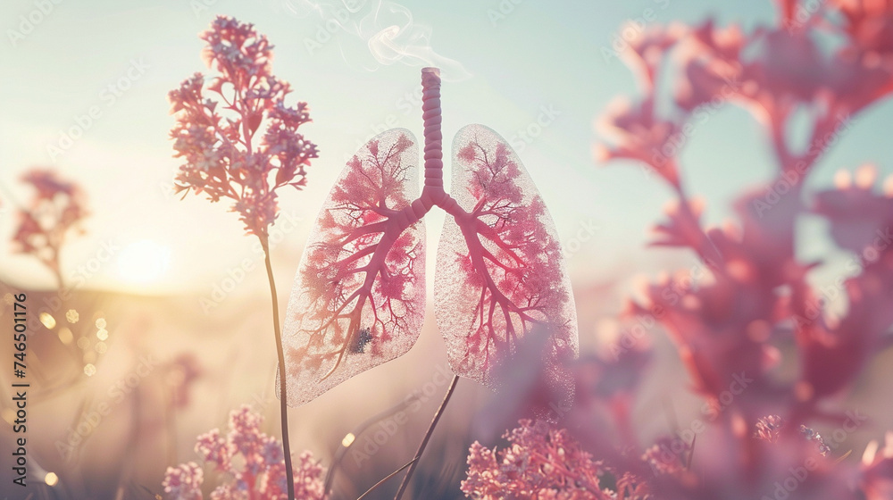 Healthy Lungs: Depict healthy, pink lungs to emphasize the importance ...