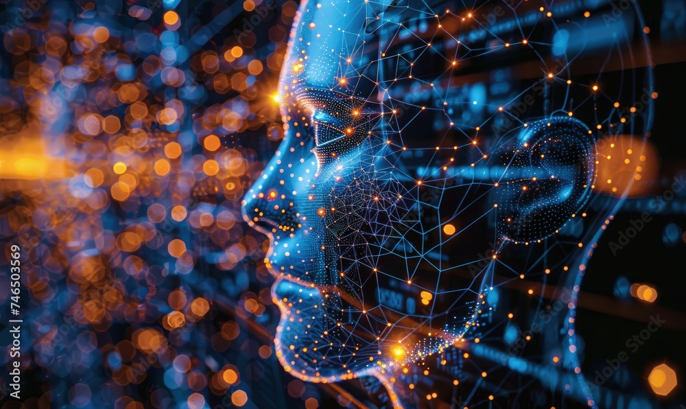 Quantum computing cores pulsing behind an augmented reality interface ...