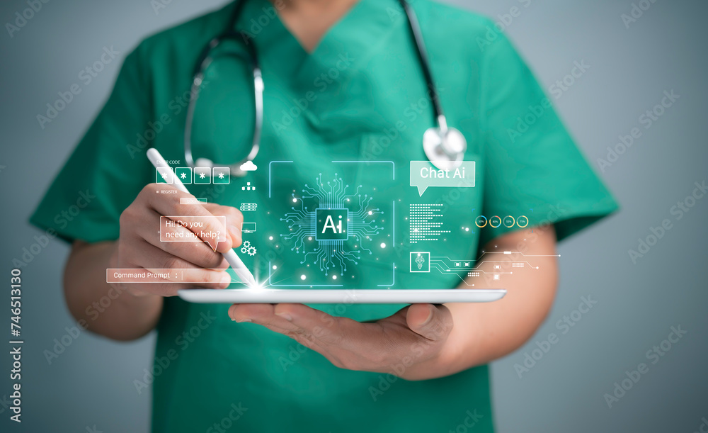 A medical worker interacting with Chatbot and asking Chatbot for help ...