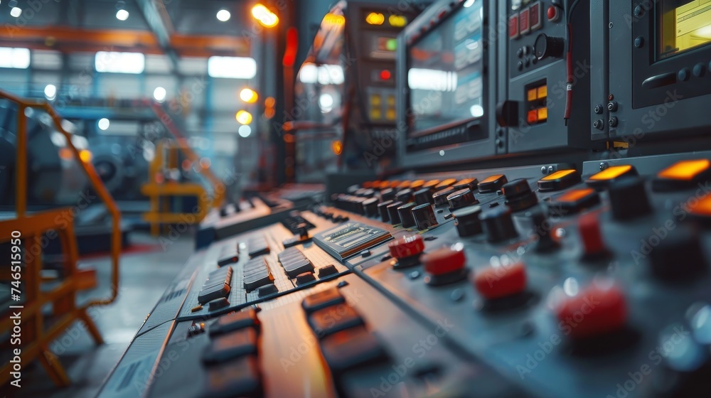 Vivid image of a control panel in an industrial setting with buttons ...
