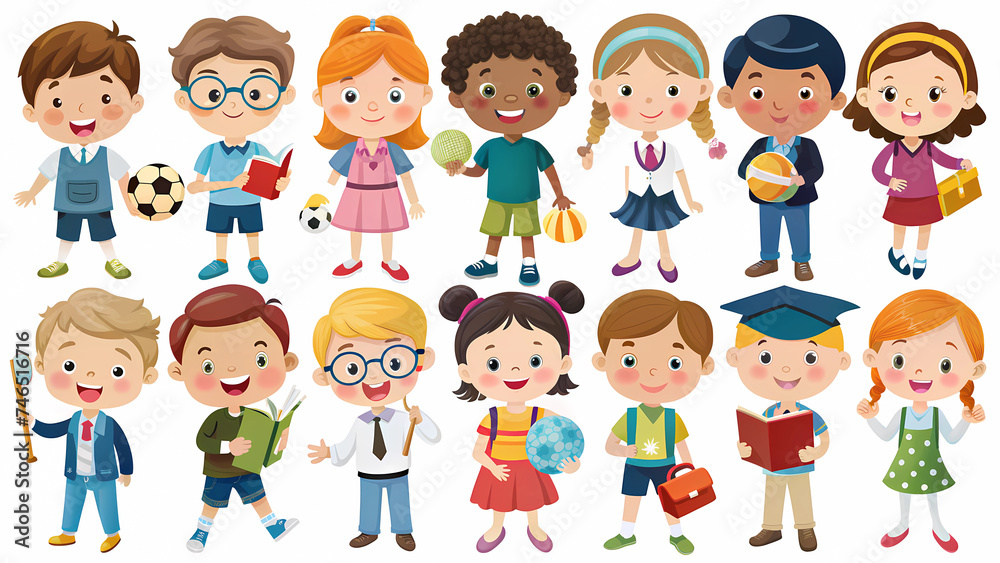 Collection of Cute School Kids - Education Clipart Including Math ...