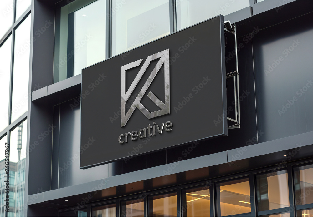 3D Metallic Logo Mockup On A Shop Frontage. Generative Ai Stock ...