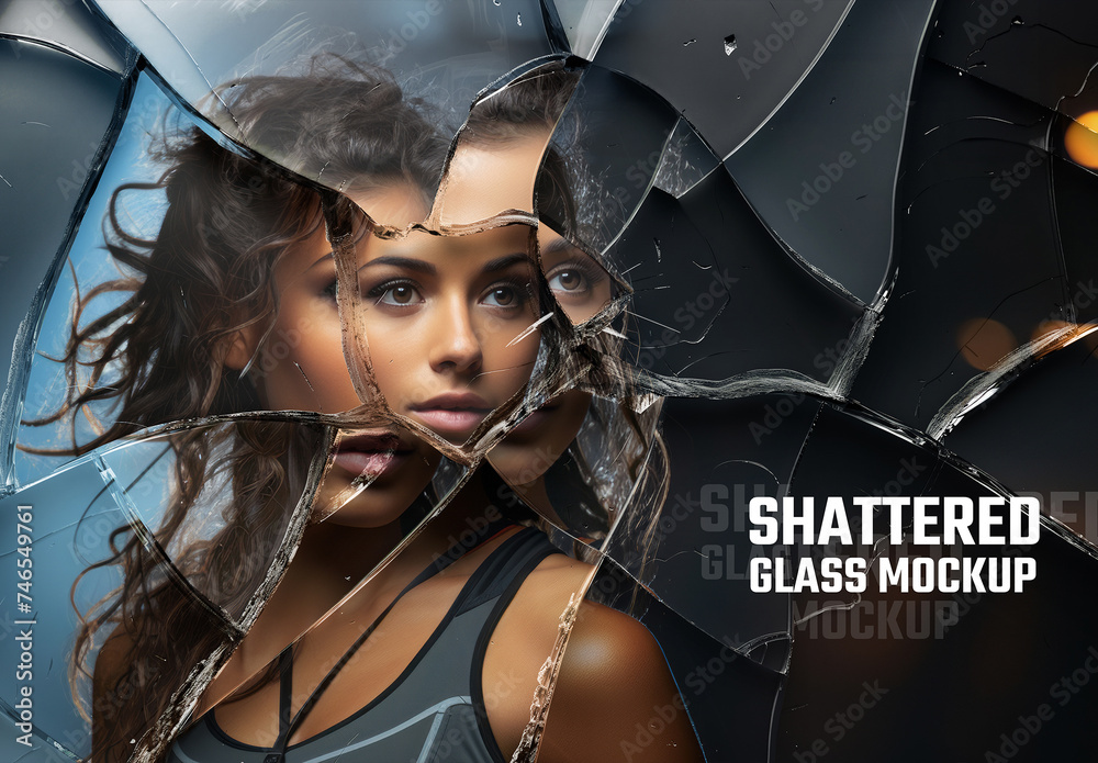 Smashed And Broken Glass Photo Effect Mockup. Generative Ai Stock ...