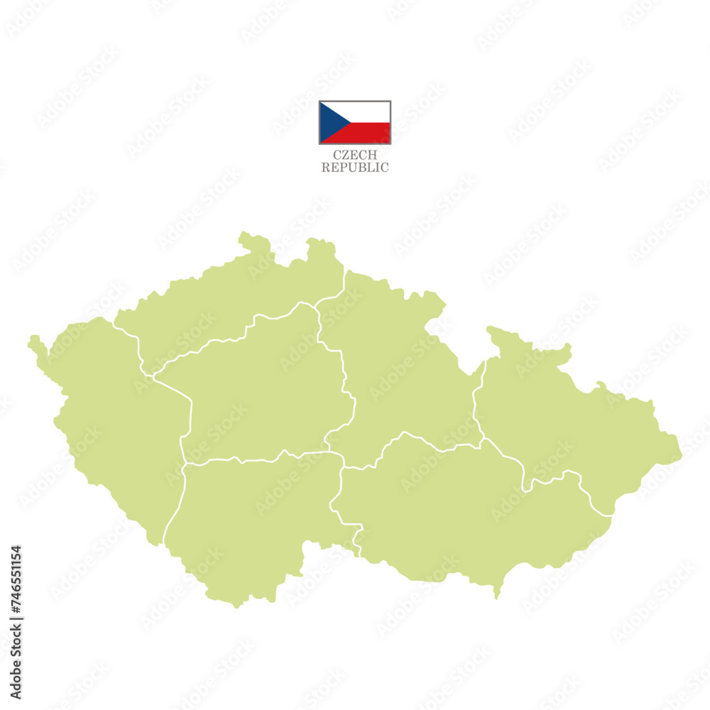 czech republic color map background with states. map isolated on white ...