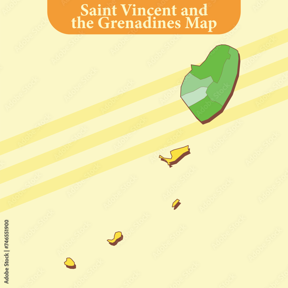National map of Saint Vincent and the Grenadines map vector with ...