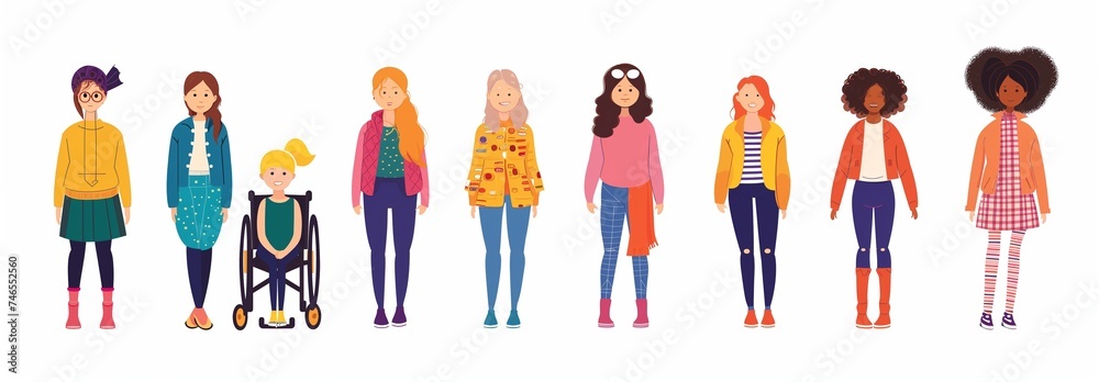 Nice inclusive horizontal cartoon banner or decorative frieze ...