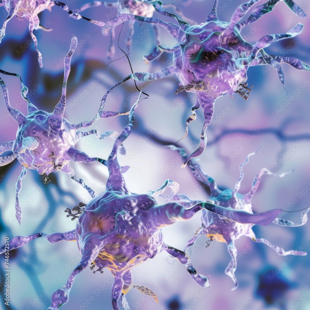 Microglial cells as the immune warriors of the brain Stock Illustration ...