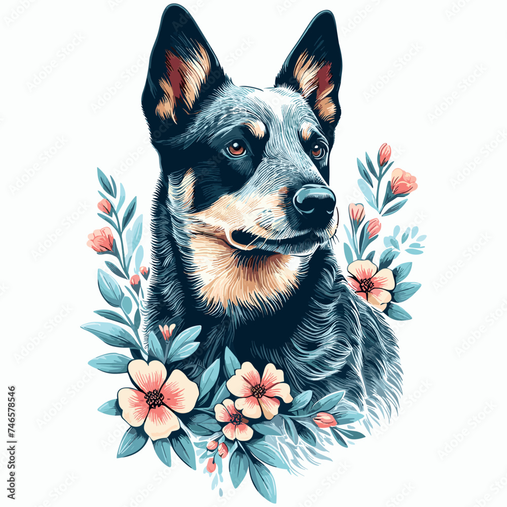 Cute Blue Heeler Vector Cartoon illustration Stock Vector | Adobe Stock