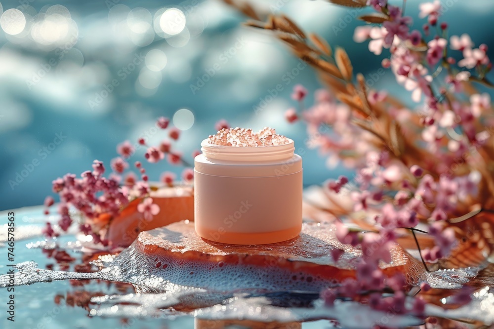 Facial scrub skin care cream. Skincare treatment products: sparse ...