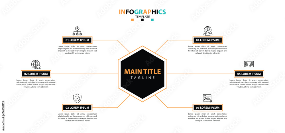 Infographic design template. Timeline concept with 6 steps. arrow ...