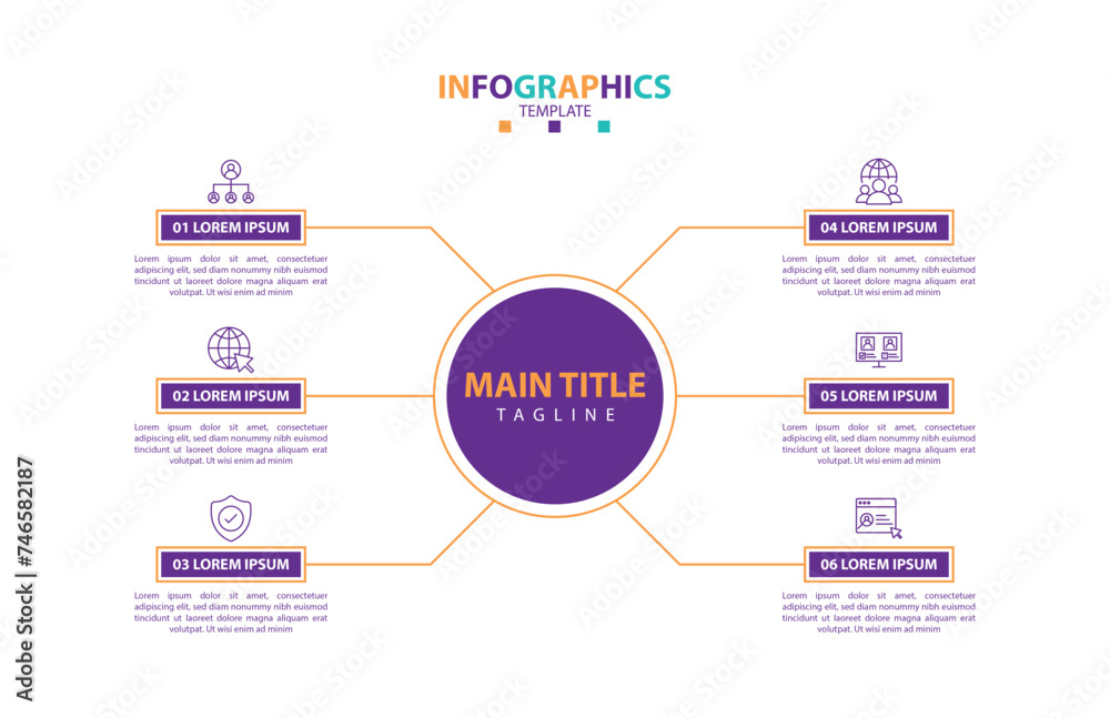 Infographic design template. Timeline concept with 6 steps. arrow ...