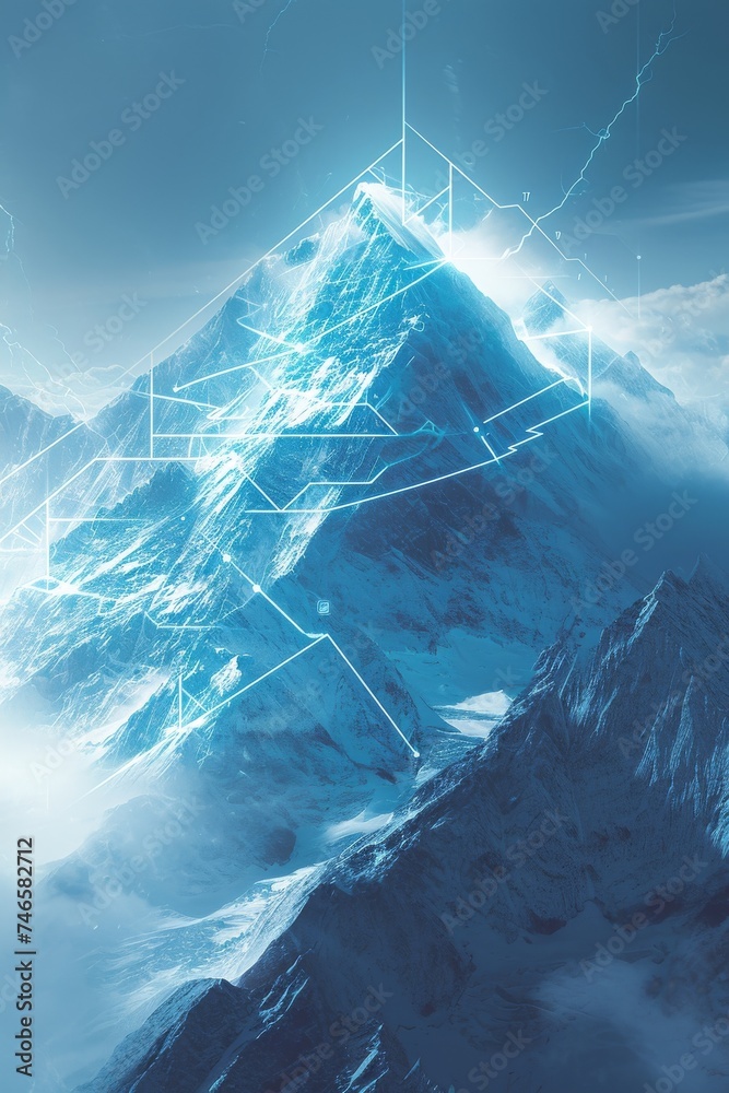 Generative AI image of Ultra image of an arctic mountain in bright ...