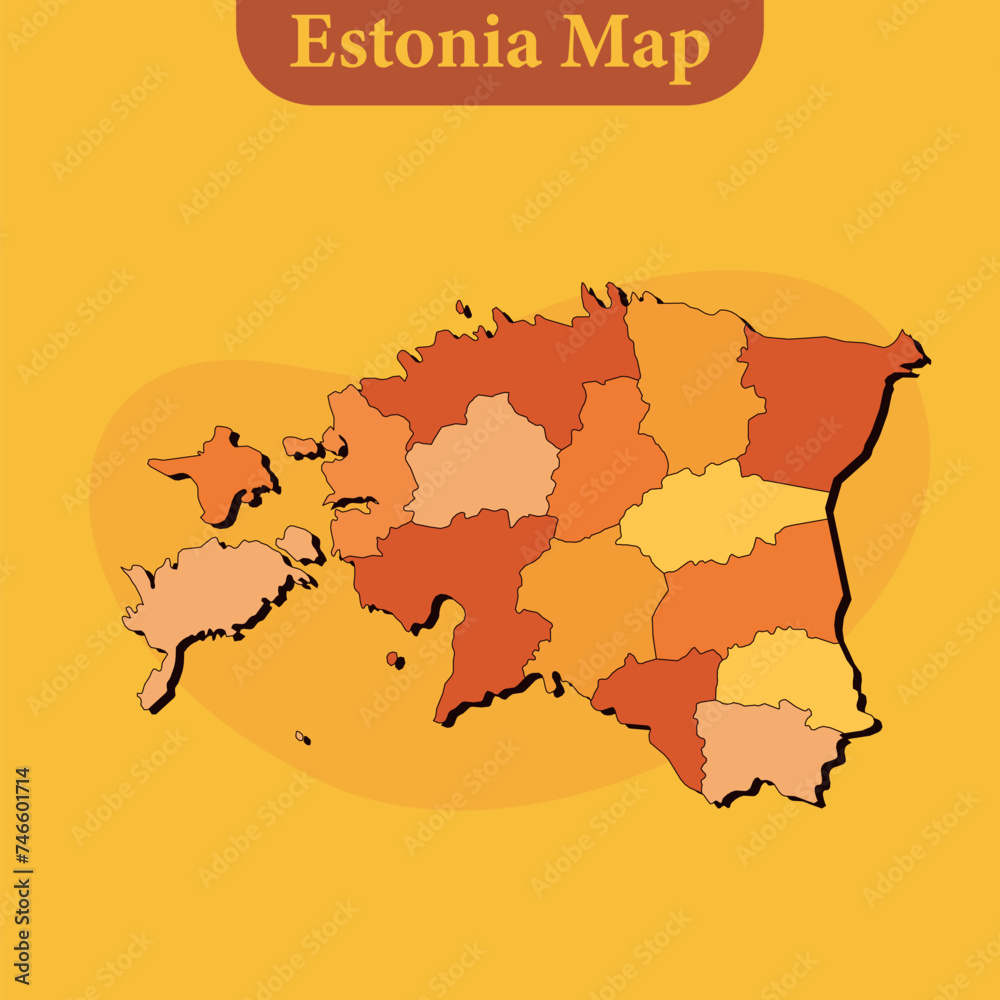 National map of Estonia map vector with regions and cities lines and ...