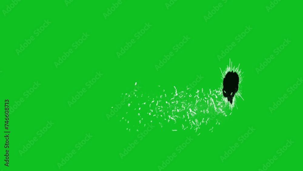 Broken glass bullet hole top Resolution animated video green screen 4k ...