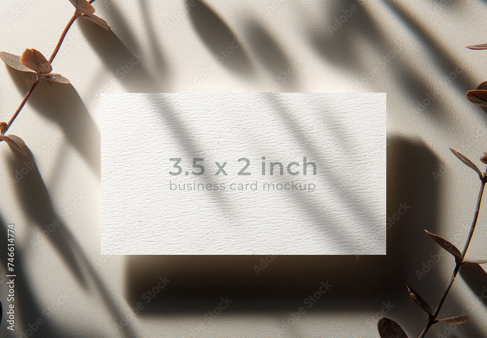 Business Card Mockup With Shadow Overlay And Detailed Paper Texture ...