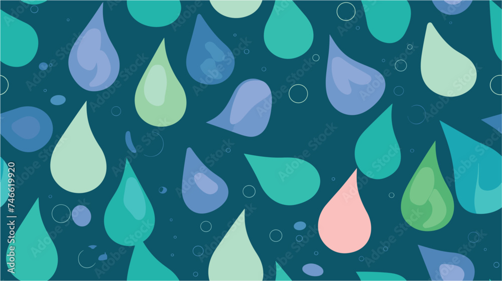 Cute colorful raindrops background in cartoon style. Vector rain ...