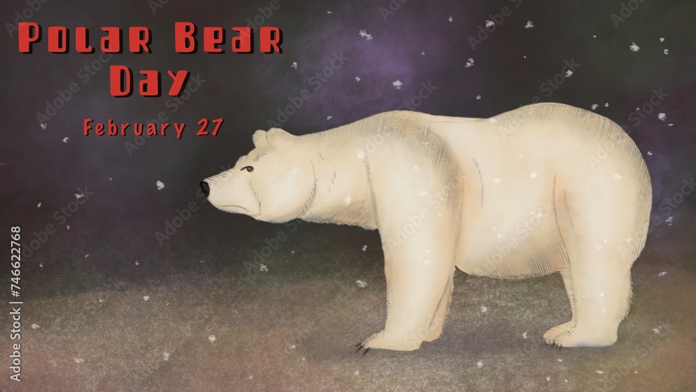 Polar Bear Day on February 27 with a polar bear on the ice with an ...