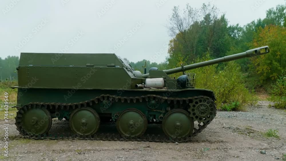 The exterior of an ASU-57, a light, airborne self-propelled gun from ...