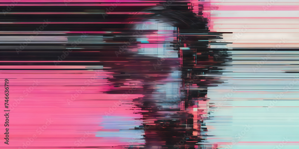 Glitch art with intentional errors and distortions for a digital ...