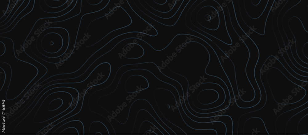Abstract outline topographic contour map background. Dark texture ...