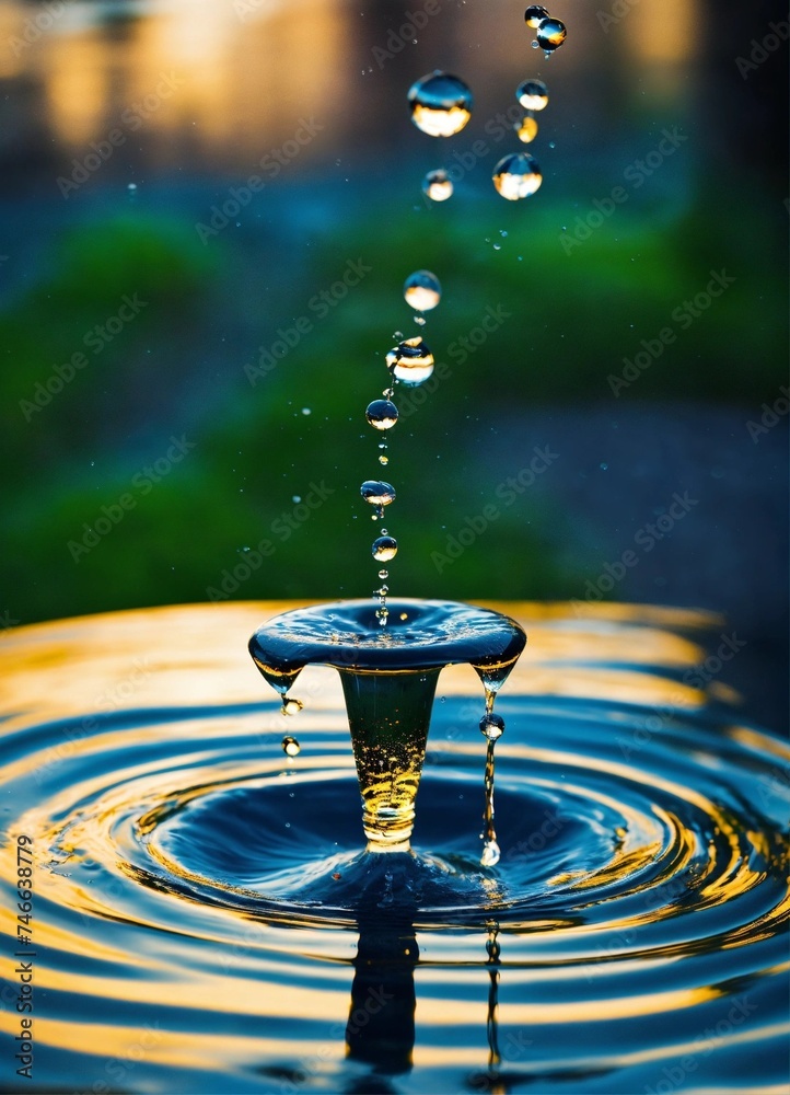 drop of water resurface from under the water to the surface divides ...