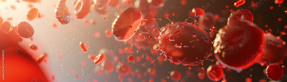 Design a visually striking 3D animation depicting the vital role of red ...