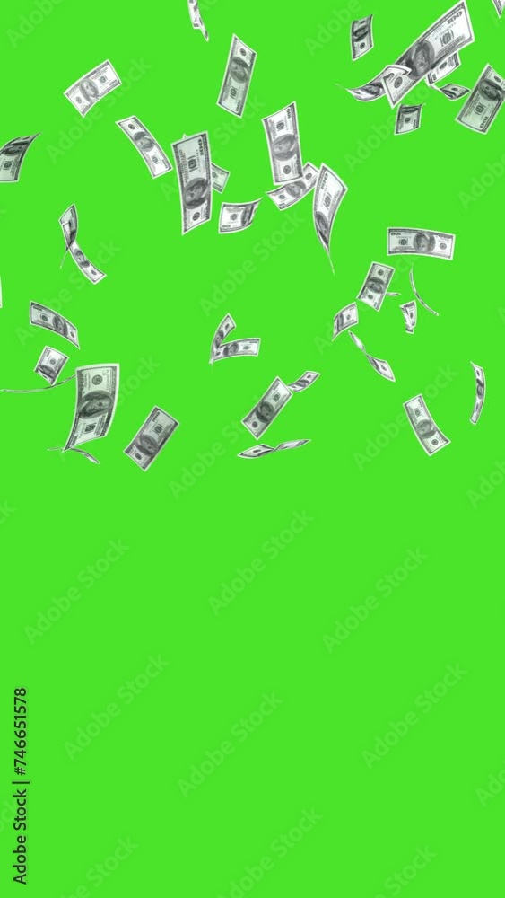 Vidéo Stock 100 Dollar Bills Green Screen. Rain Effects. 3D Animation ...