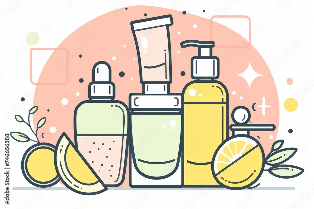 Facial oil control skin care cream. Skincare treatment products: skin ...